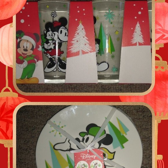Disney | Kitchen | Minnie Mouse Disney Plate And Glass Set | Poshmark